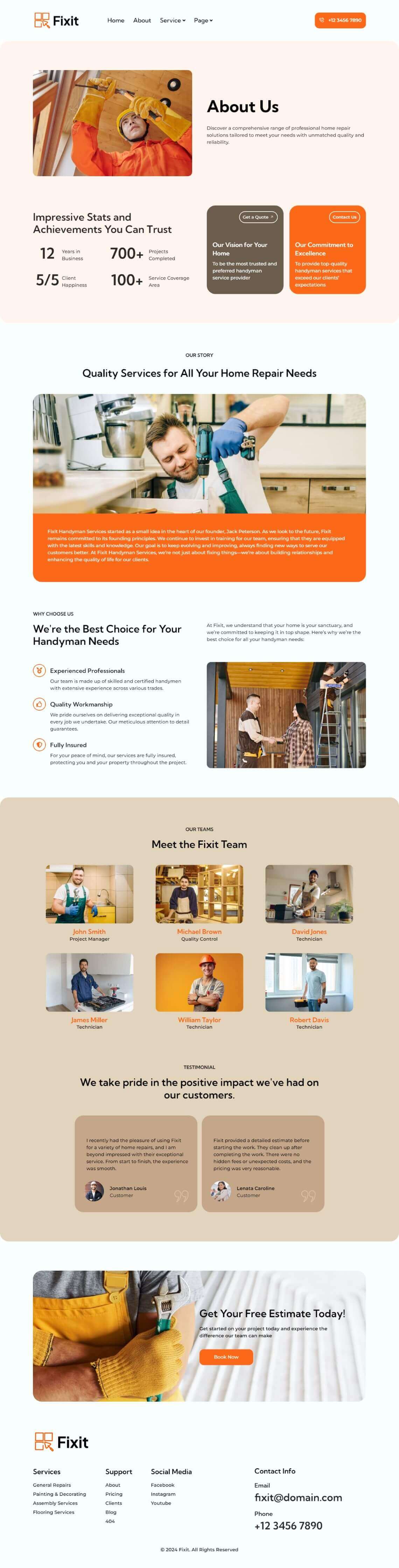 Fixit - Handyman Services Elementor Template Kit by thanksfortoday